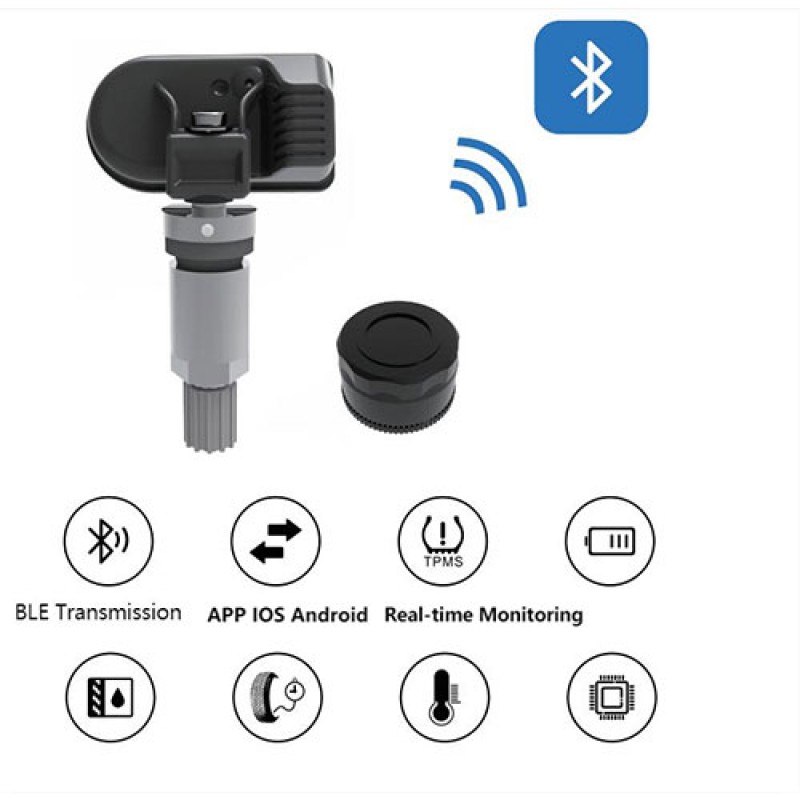 6-Wheel Vehicles TPMS Bluetooth BLE Sensor Tire Pressure Monitoring System App IOS Android ...